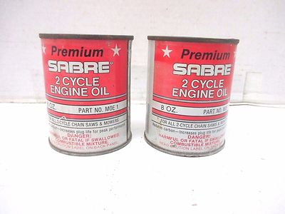 Lot of 2 Premium Sabre 2 Cycle Engine Oil 8 Oz. Cans Service Station ...