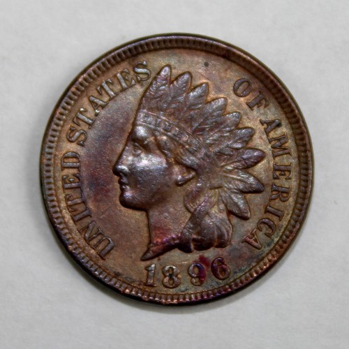 1896 Indian Head Penny Cent About Uncirculated AU+ Near UNC BU BN Brown ...