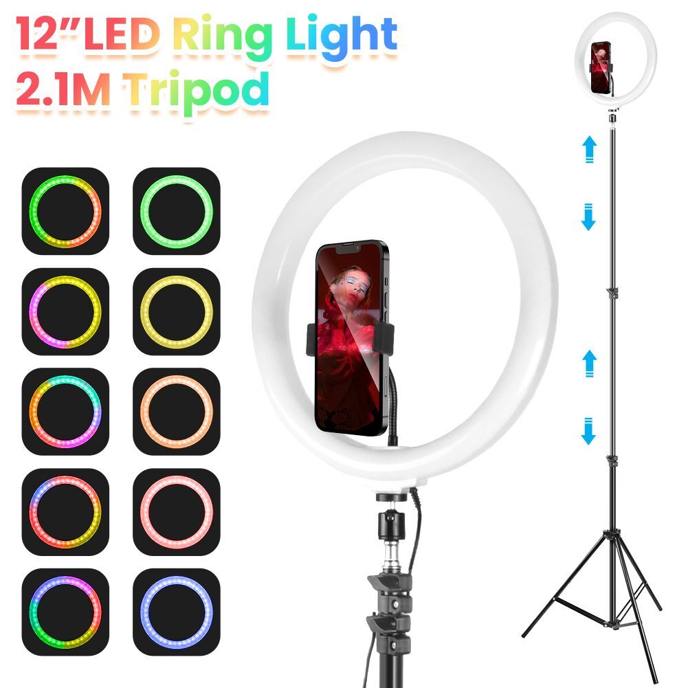 12" LED Studio Ring Light Photo Video Tripod Selfie Camera Phone ...