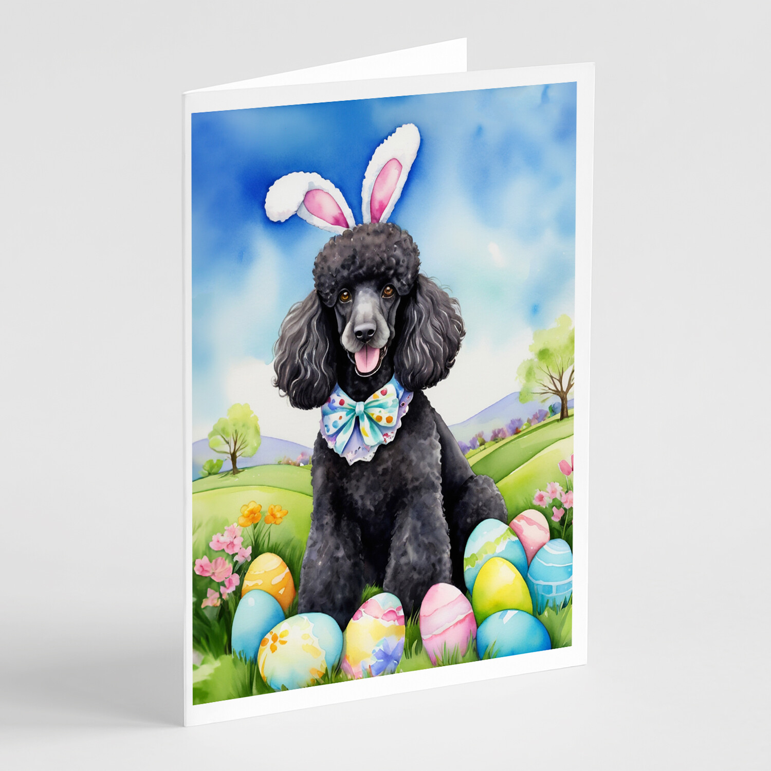 Black Poodle Easter Egg Hunt Greeting Cards Envelopes Pack of 8 ...