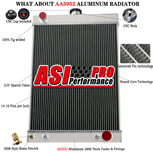 4 Rows Cooling Aluminum Radiator for 1930-1950 /1946 Hot Rod w/Trans ...