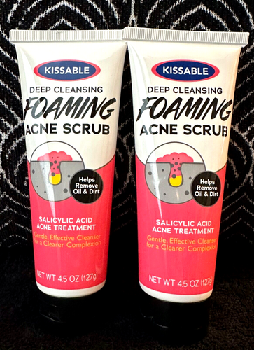 2 KISSABLE DEEP CLEANSING FOAMING FACIAL SCRUB SALICYLIC ACID ACNE ...