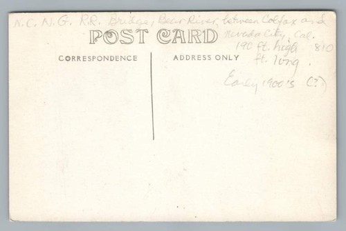 NCNGRR Railroad Bridge NEVADA CITY California COLFAX Placer RPPC ...