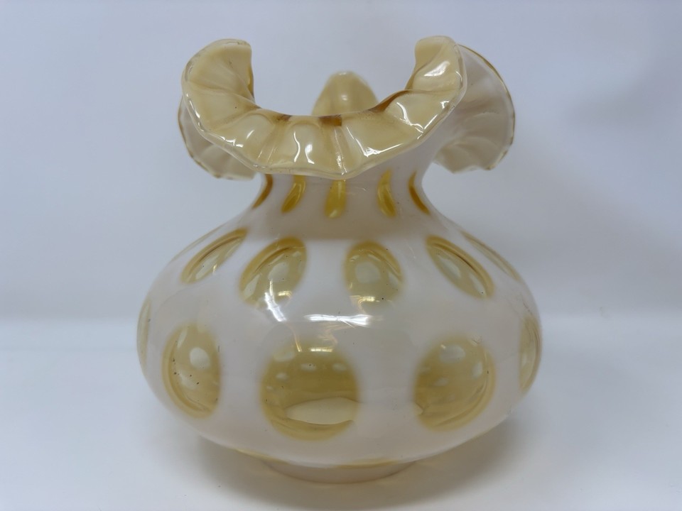 Vintage Fenton Glass Ruffled Honeysuckle Coin Dot Lamp Shade Globe ...
