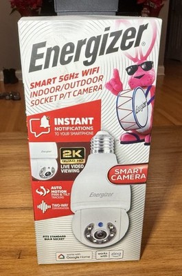 Energizer Smart Camera Wi-Fi Indoor Outdoor Fits Bulb Socket EOP1-1001 ...