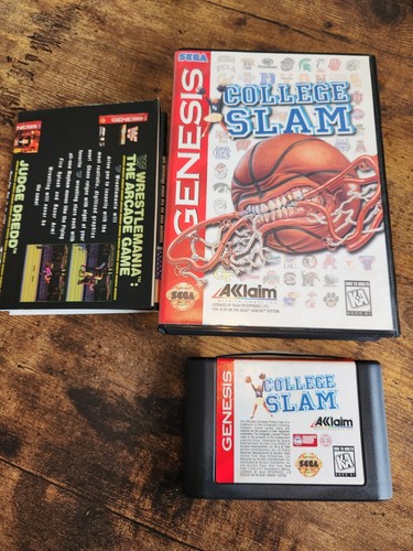 College Slam (Sega Genesis, 1996) Complete in Box, Game, Poster, No ...