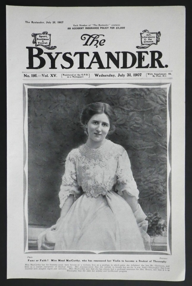 Violinist Maud McCarthy Omananda Puri Theosophist 1907 Photo Article ...