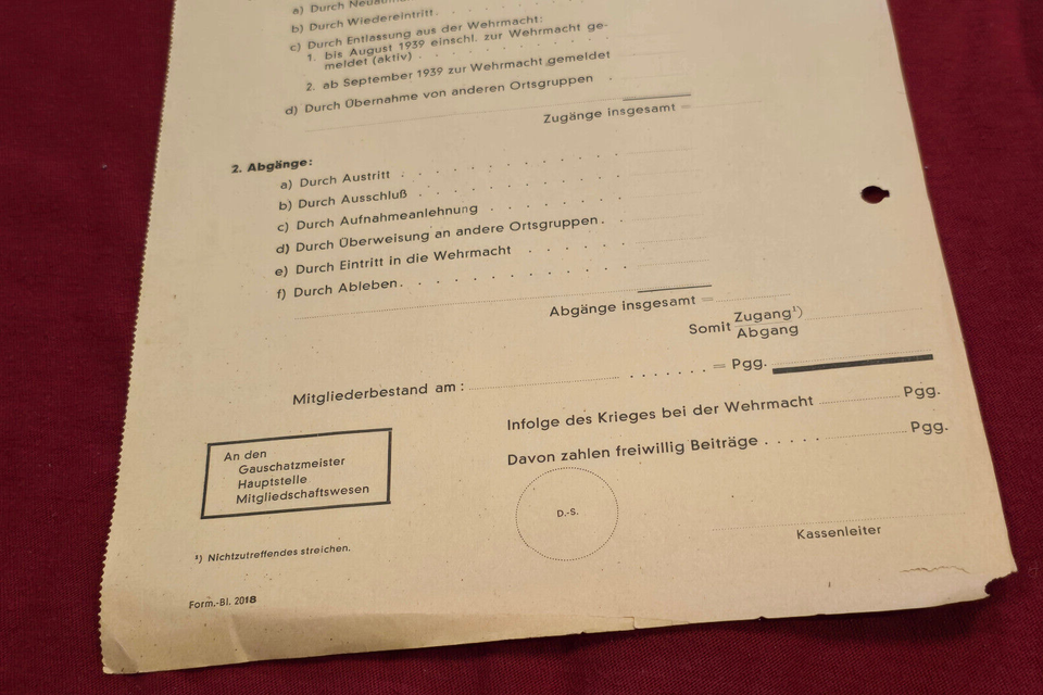 THIRD REICH LABOR PARTY MEMBERSHIP DOCUMENT Gau Magdeburg WW2 WWII ...