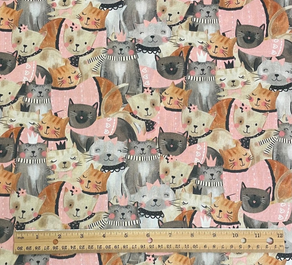 Fabric Cat Kitten Prints Assorted Theme Colors Pet Cats 100% Cotton ...