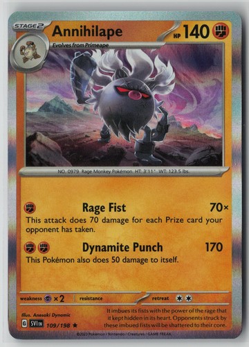 Annihilape 109/198 Pokemon TCG Scarlet & Violet Base Holo Rare (Near ...