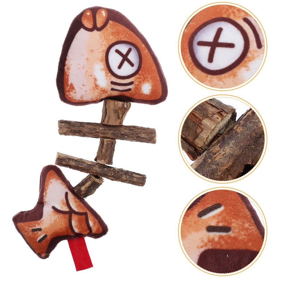 Wood Fish Bones Cat Toy Simulated Fish Bones Toy Wood Teething Toy ...