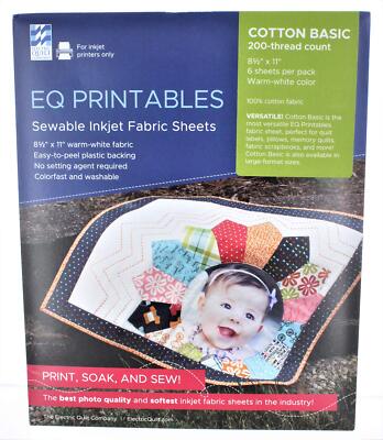 EQ Printables 6 Sheets 8.5x11 Warm White Inkjet Fabric Sheets for ...