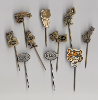 Vintage ESSO Oil Fuel pin badge 1960s Tiger Exxon Mobil Petrol Mr. Drop ...