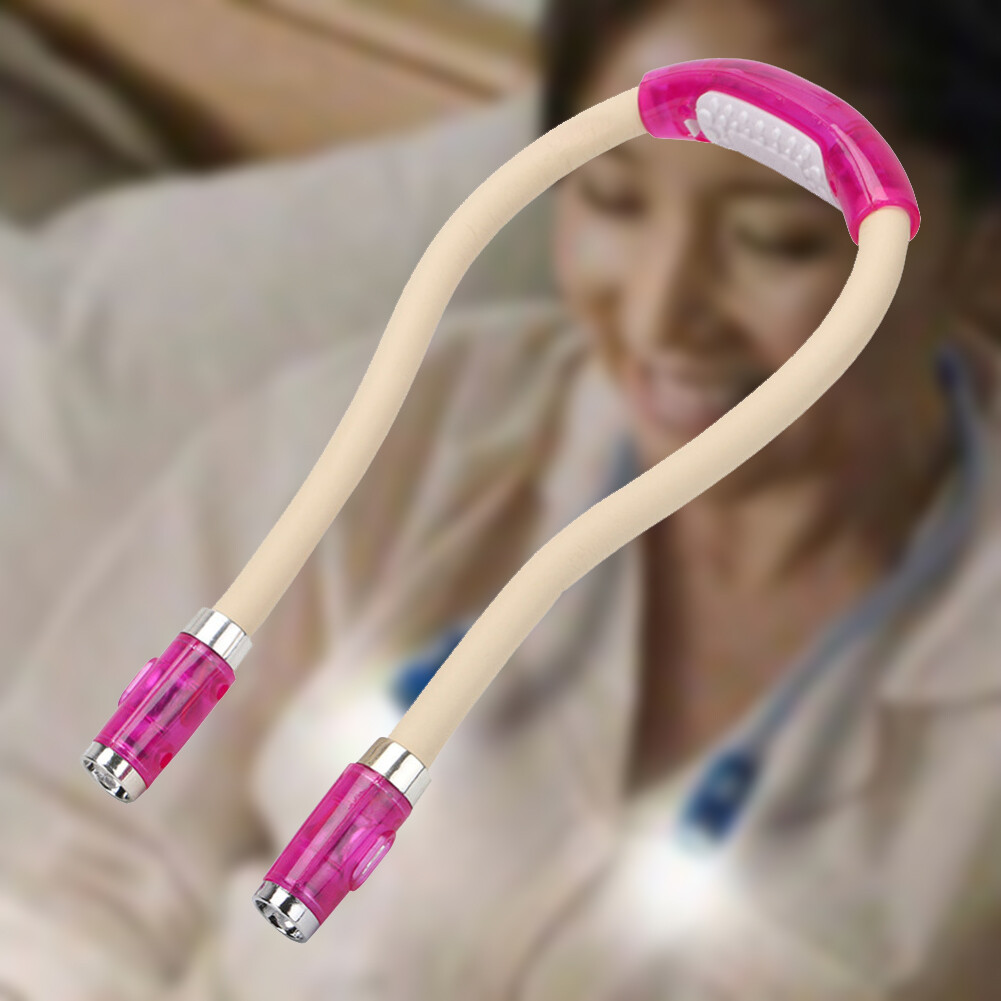 2Pcs LED Flexible Handsfree Hug Neck Reading Book Light Torch ...