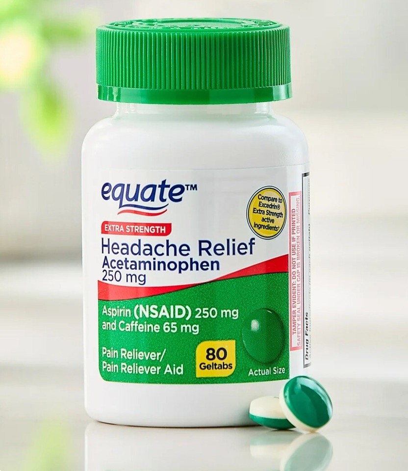 Equate (Generic Excedrin) Extra Strength Headache & Pain Relief~80 ...