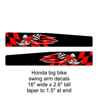 Honda 16" big bike swing arm decals woody red/black FREE SHIPPING!!! | eBay