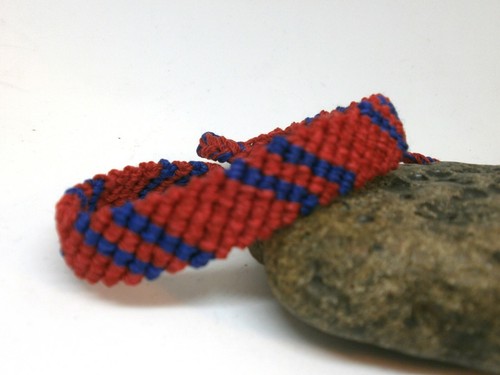 Red macrame bracelet with 2 blue lines | eBay Australia