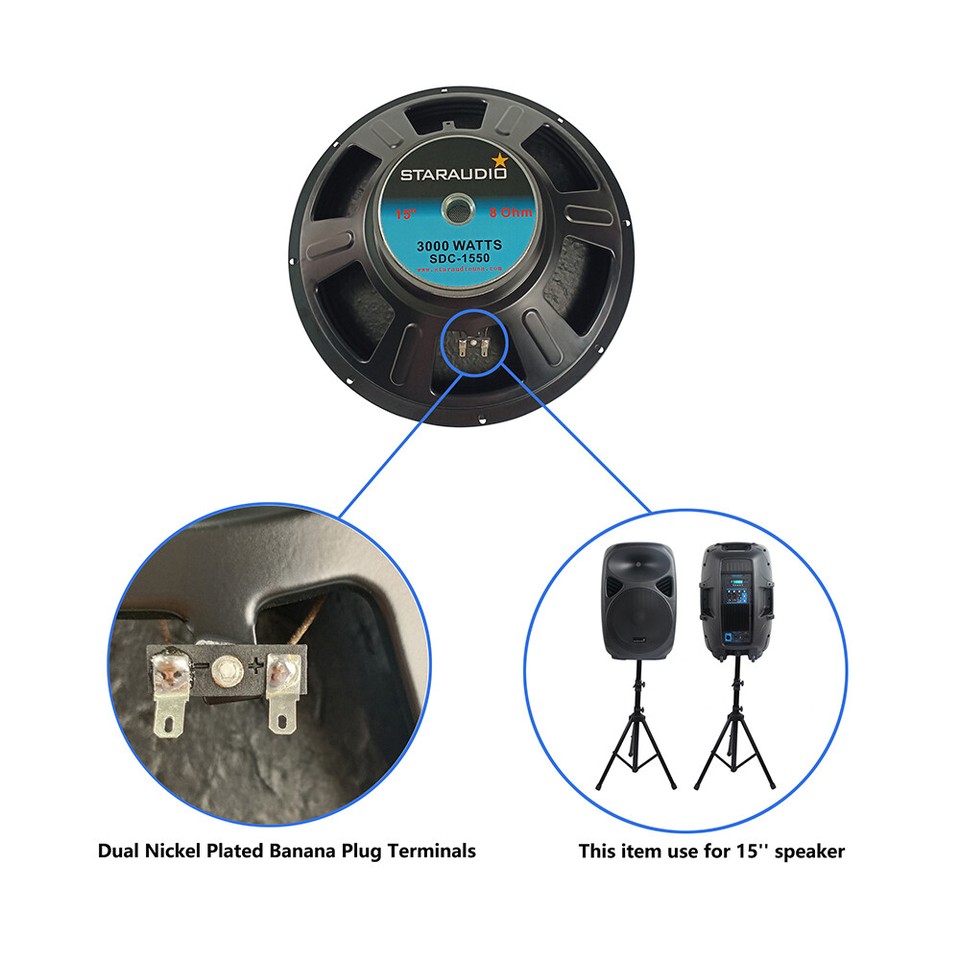 15" Pro Woofer Speaker.Bass Driver.Home Audio 8 ohm.replacement ...