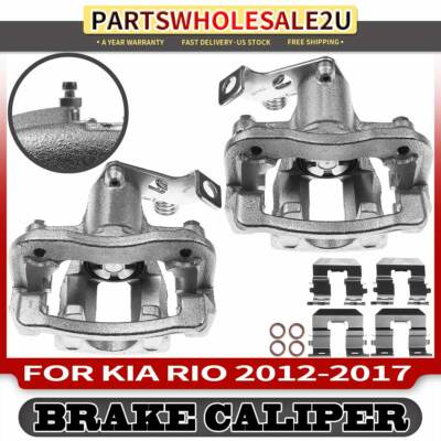 2x Rear Left & Right Disc Brake Calipers with Bracket for Kia Rio 2012 ...