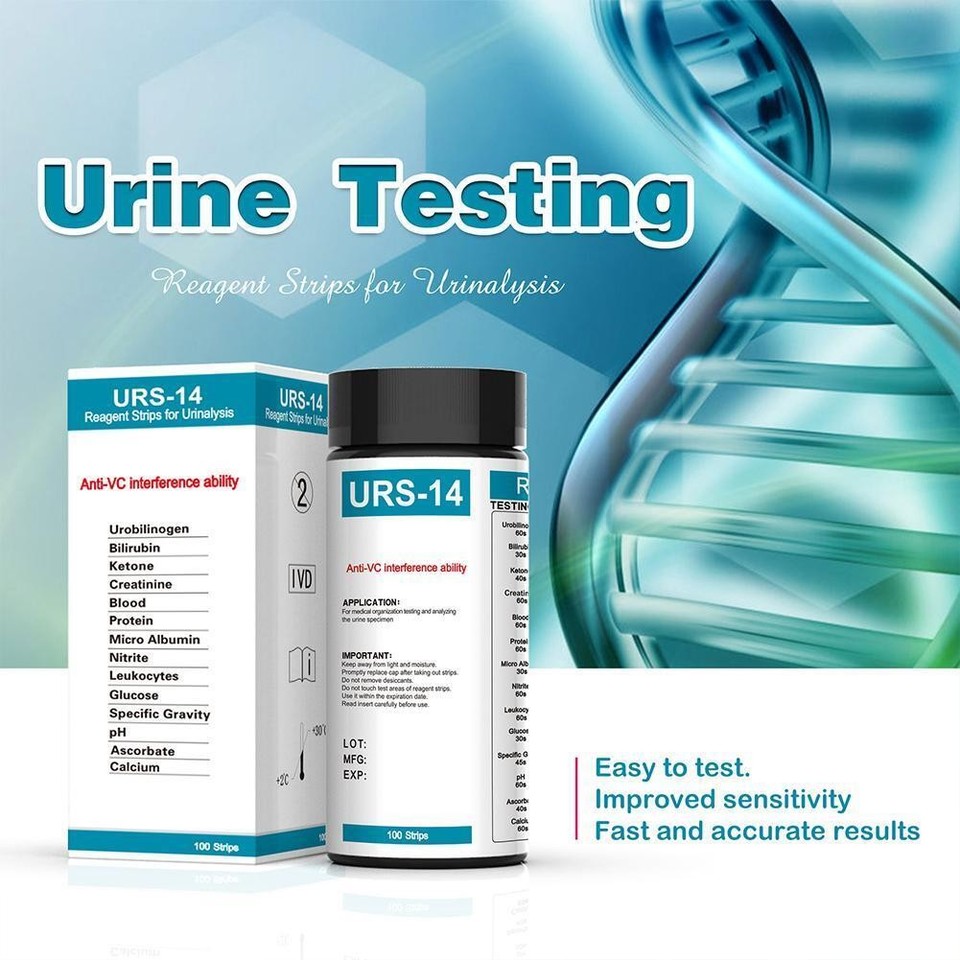 URS-14 100 strips Urinalysis Reagent Test Paper 14 Urine Test ...