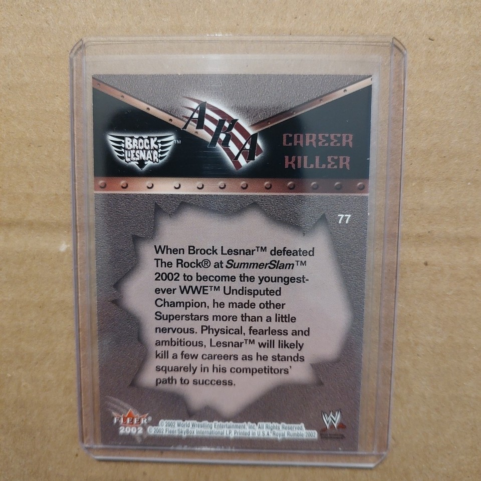 2002 FLEER WWE Royal RUMBLE AKA BROCK LESNAR #77 RC ROOKIE CAREER ...