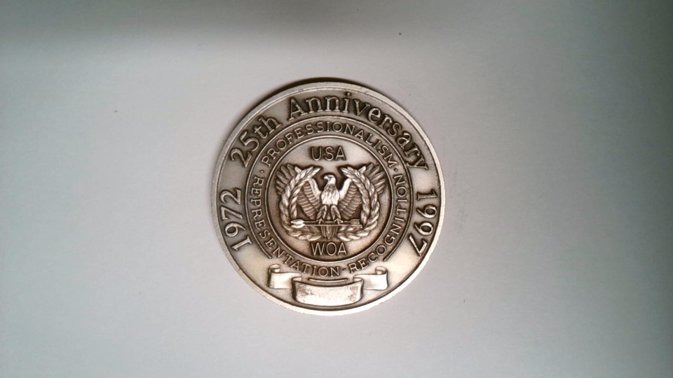 CHALLENGE COIN USA WOA 25TH ANNIVERSARY CW4(R) DON HESS CHARTER MEMBER ...