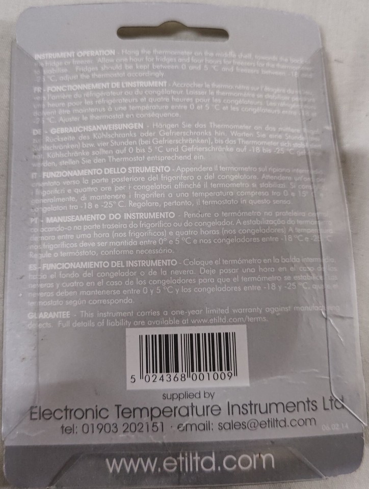 ETI Ltd 800-100 Fridge Freezer Thermometer Dial Temperature Gauge Pack ...