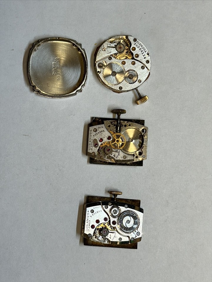 Group of 3 Vintage Elgin watch movements w/dials and hands out of ...