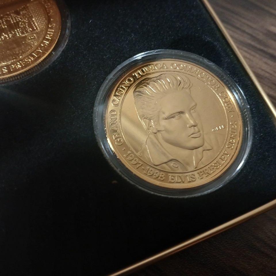 ORIGINAL 1997-1998 GRAND CASINO ELVIS PRESLEY SERIES 24K GOLD COATED ...