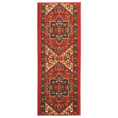 Custom Size Hallway Runner Rug Non Slip Rubber Back RED Traditional ...
