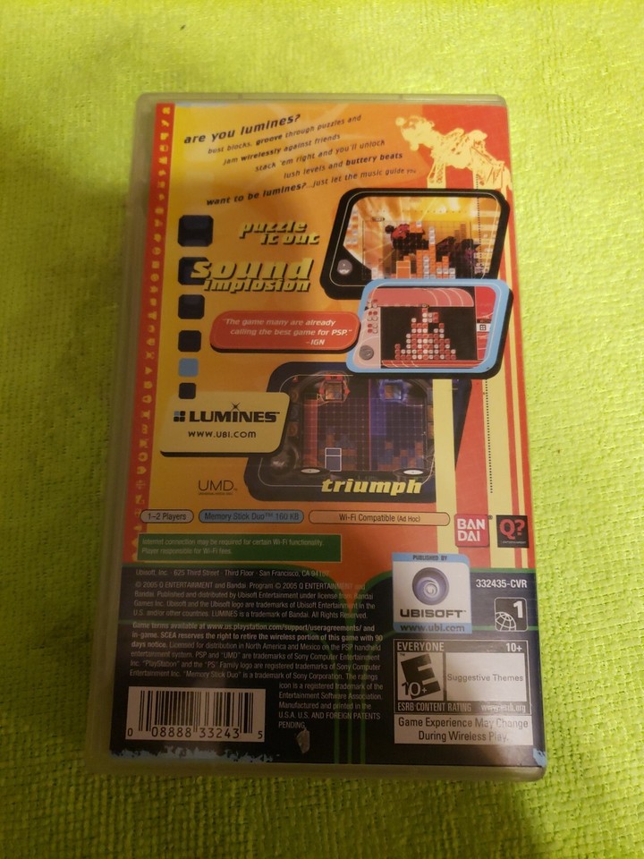 Lumines Puzzle Fusion SONY PSP PlayStation Portable 2005 COMPLETE IN ...