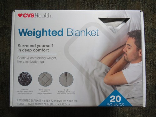 CVS Health 20 LB Pound Weighted Blanket 48" X 72" Gray for Deep Comfort ...