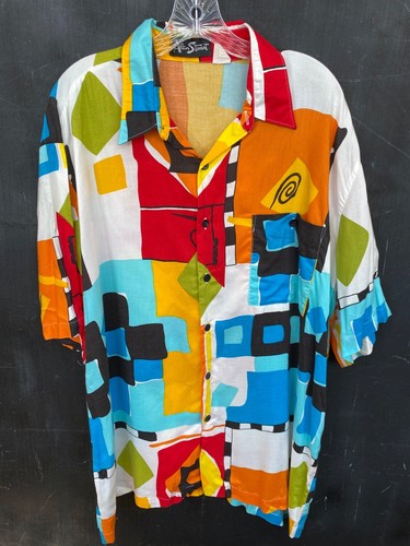 Alan Stuart Shirt Mens XXL Abstract Short Sleeve Vintage | eBay