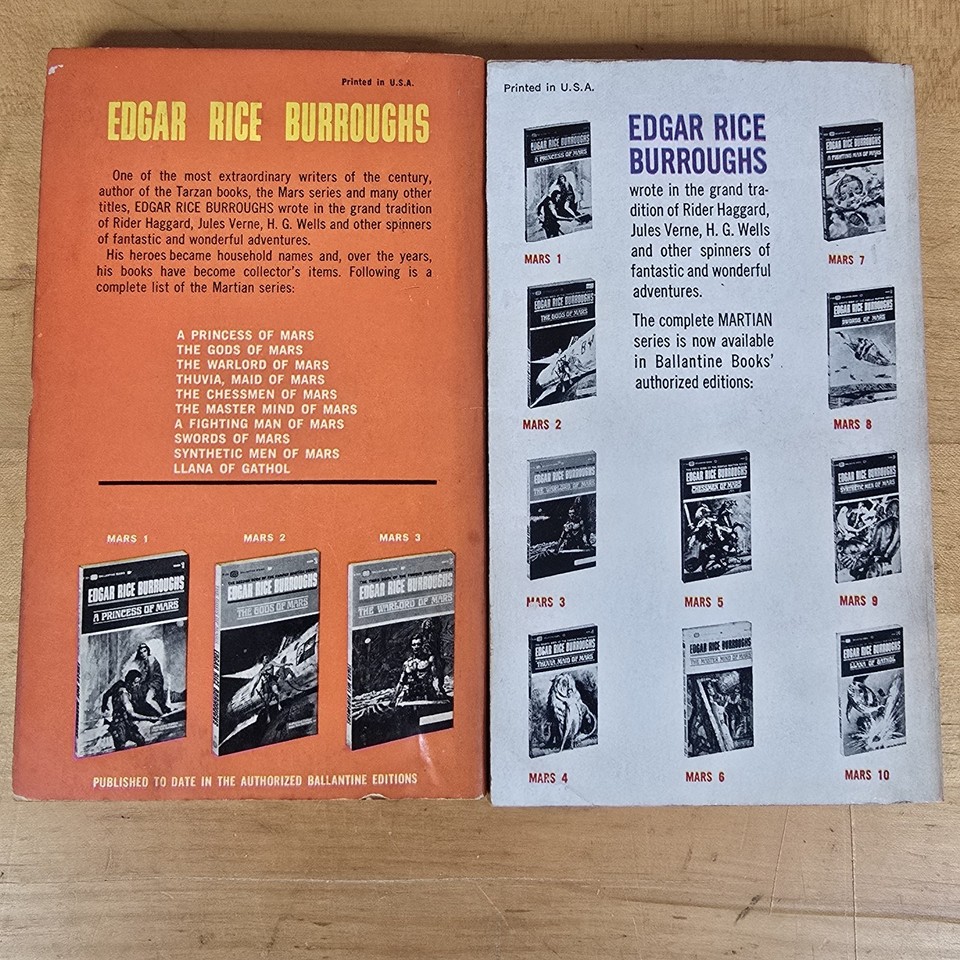 Edgar Rice Burroughs Lot Of 10 Pulp Fiction Paperbacks 1960s-70s ...
