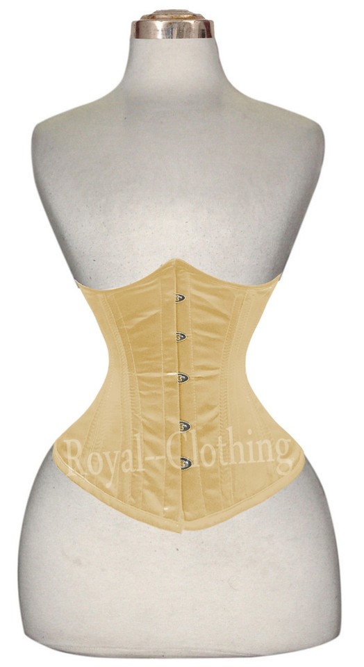 Heavy Duty 26 Double Steel boned Tight Lacing Under Bust Satin Corset ...