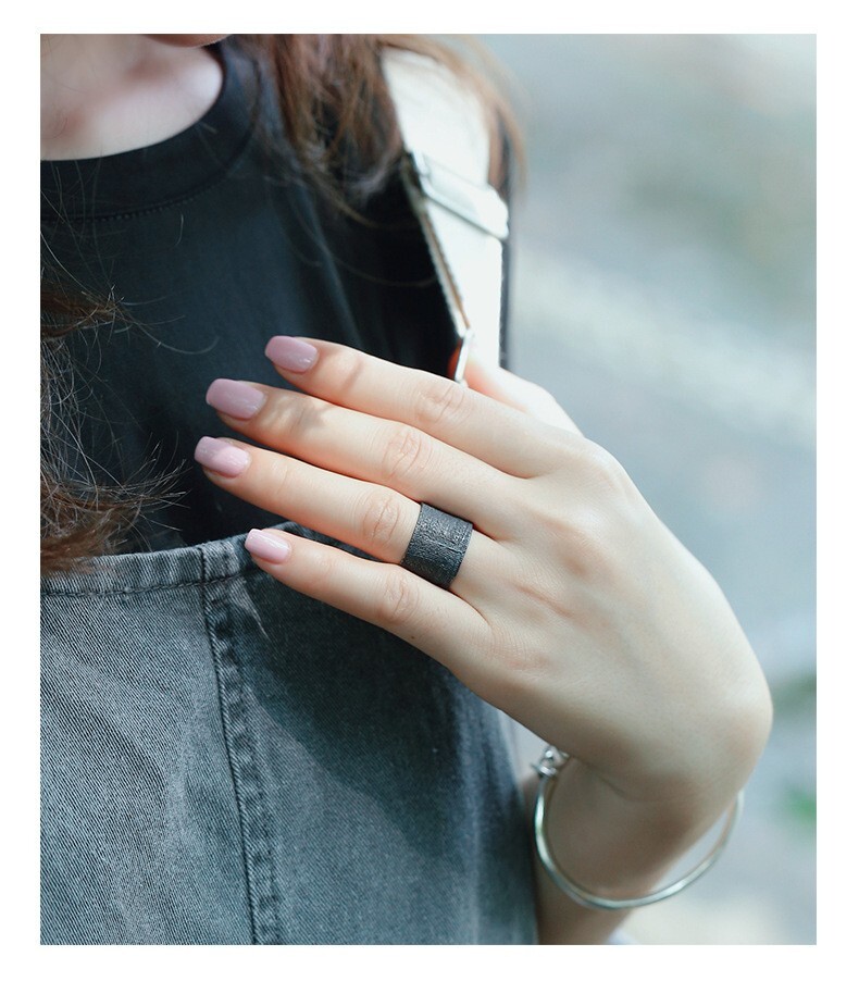 Black White Bandage 925 sterling silver handmade INS fashion gift ...