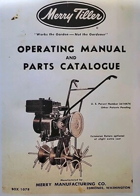 Merry Tiller Walk-Behind Garden Tiller & Implements Owner & Parts ...