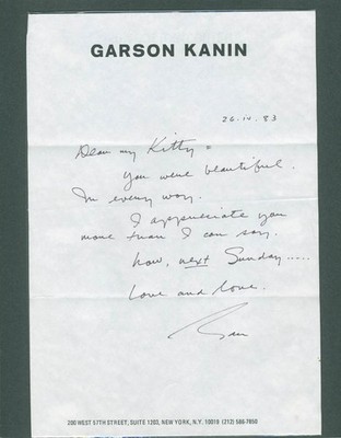 GARSON KANIN - AUTOGRAPH NOTE SIGNED 04/26/1983 | eBay