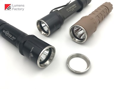 Smooth Stainless Steel Flat Bezel Upgrade for Surefire Z44 6P 9P C2 C3 ...