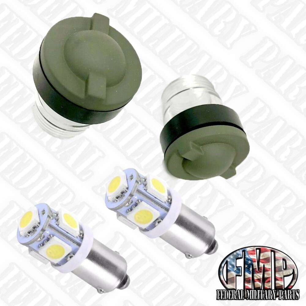 2 Green Lens Covers + 2 Seals Led WHITE Bulbs fits Humvee Dash 12339203 ...