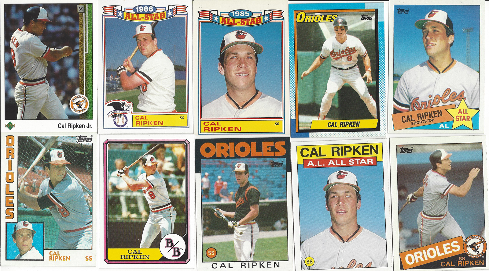 1984-1991 Cal Ripken Donruss Topps Upper Deck Donruss Lot of 43 Cards ...