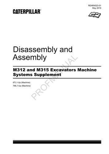 Caterpillar M312 M315 EXCAVATOR Machine SYSTEM Suppl Disassembly ...