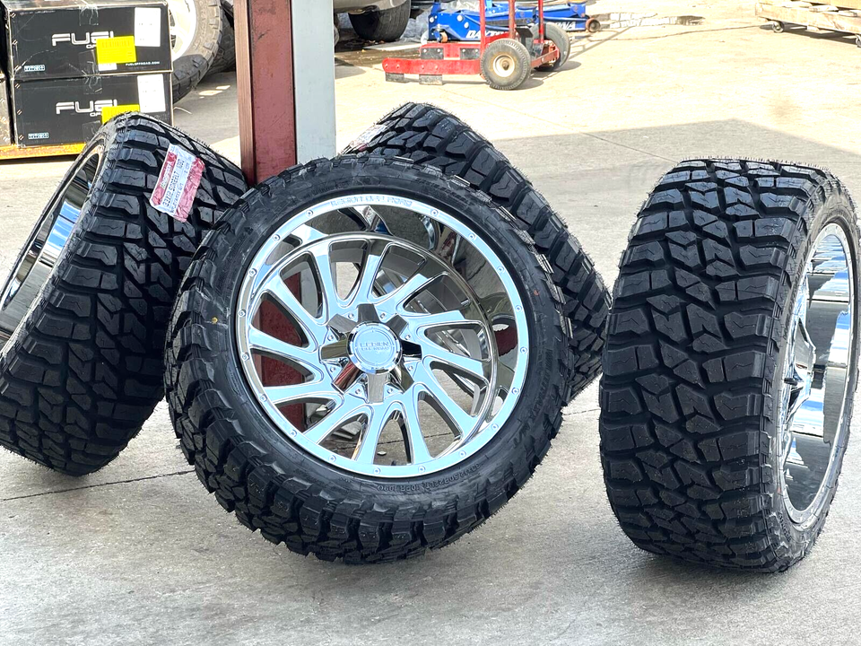 22x12 Offroad Chrome Wheels 35" MT Tires 8x170 Ford Super Duty F250 ...