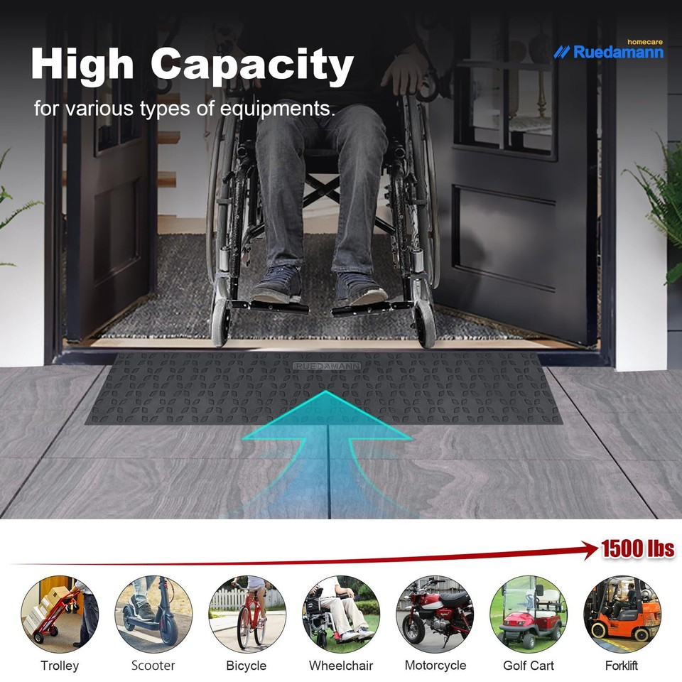 Rubber Threshold Ramp for Wheelchairs with High Weight Capacity Non ...