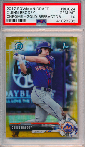 2017 1st Bowman Chrome Gold Refractor /50 Quinn Brodey Rookie RC PSA 10 ...