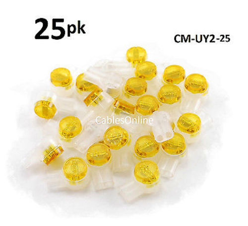 25-PACK Yellow 2-Wire IDC Connector, Splices 22-26 AWG Wire, CM-UY2-25 ...