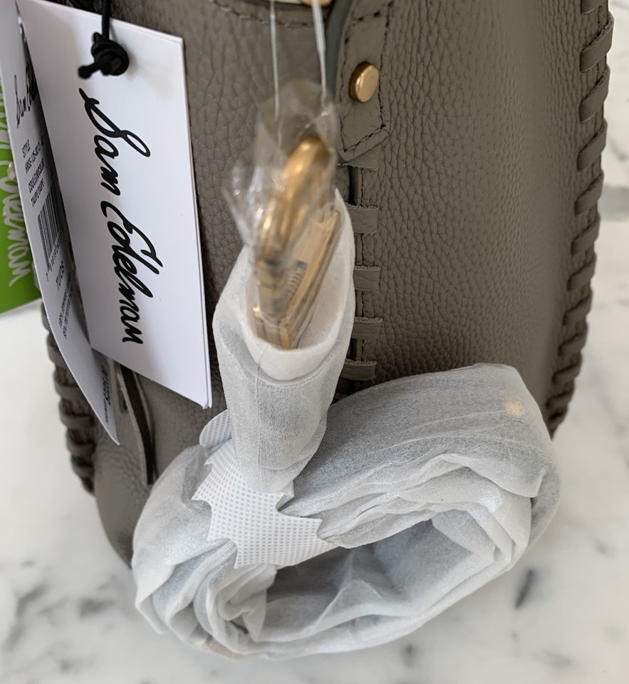 SAM EDELMAN Poppy leather small crossbody bag + Dust bag TAUPE $225 ...