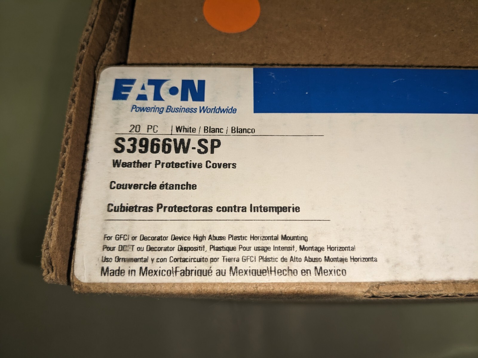 Lot of 20 Eaton NSB S3966W-SP White Weather Protective Cover (UT) | eBay