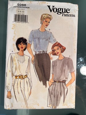 Vogue #9288 MISSES' BLOUSE 3 styles Sewing Pattern Uncut Size 6-8-12 | eBay