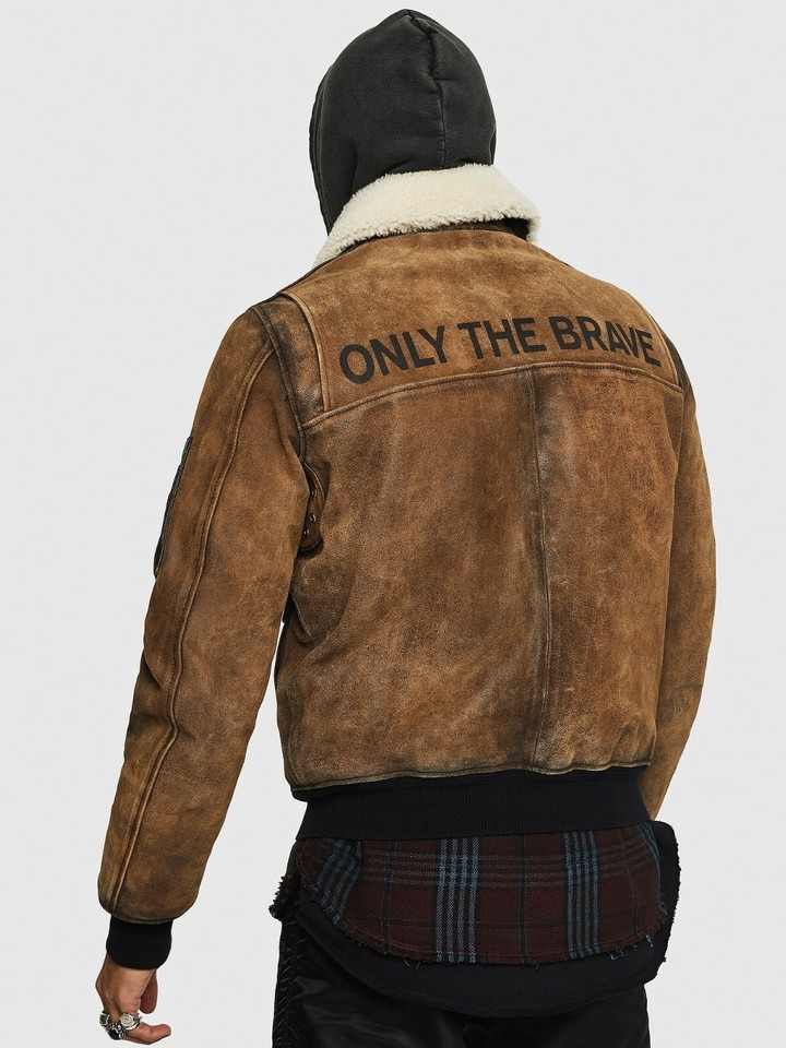 New Diesel L-Oiukiro Aviator Leather Shearling Jacket S jeans thommer ...